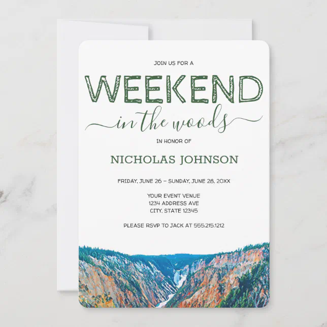 Weekend in the Woods Bachelor Party Invitation | Zazzle