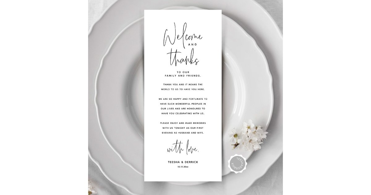 Welcome and Thanks, Place Setting Thank You Card | Zazzle