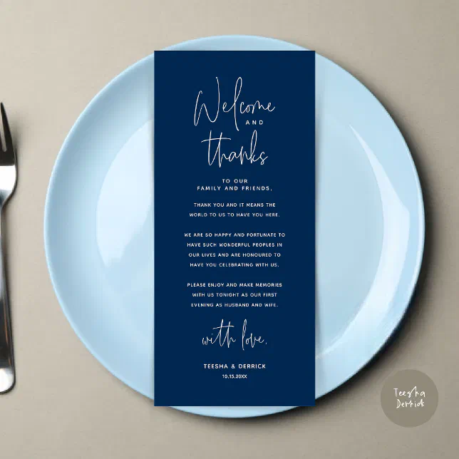 Welcome and Thanks, Place Setting Thank You Card | Zazzle