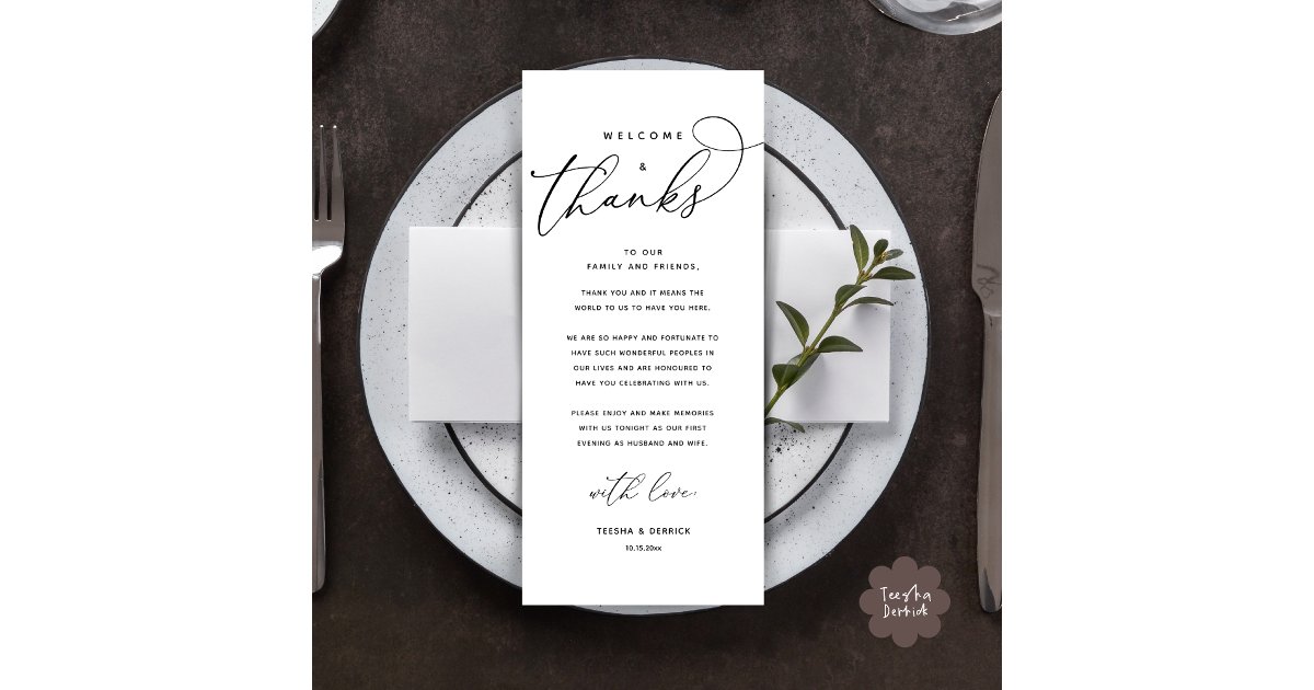 Welcome and Thanks, Place Setting Thank You Card | Zazzle