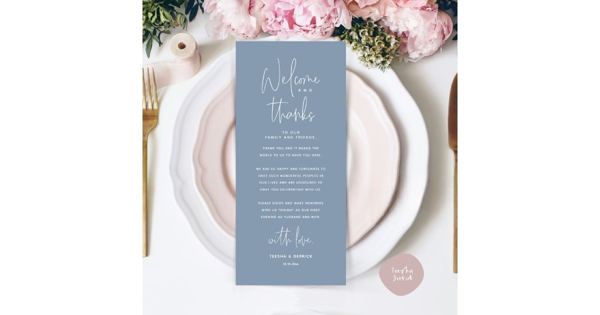 Welcome and Thanks, Place Setting Thank You Card | Zazzle