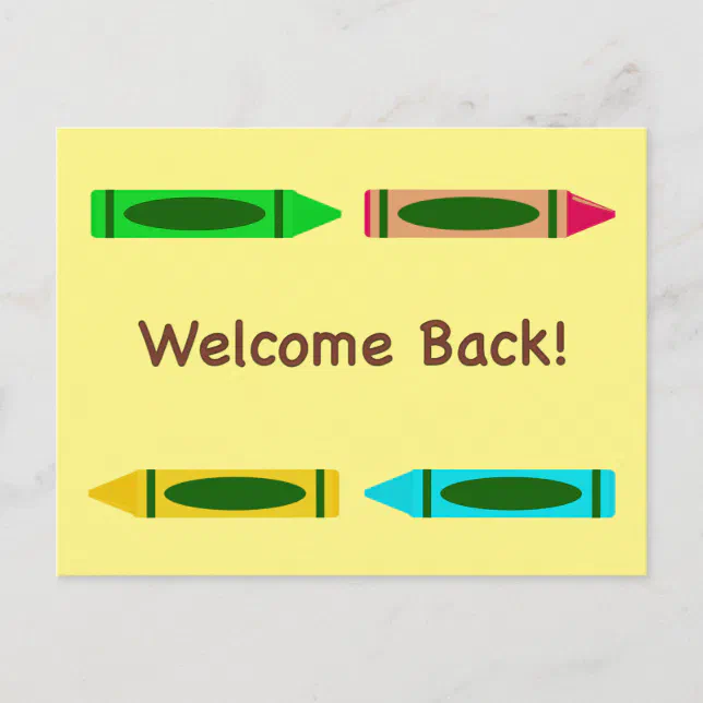 Welcome Back to School Custom Colours Crayon Postcard | Zazzle