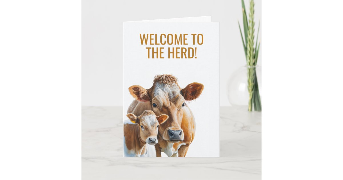 Welcome to the Herd Baby Shower Cow and Calf Card | Zazzle