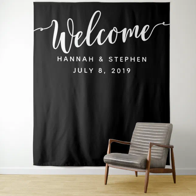 Welcome Wedding Photo Booth backdrop banner Tapestry | Zazzle