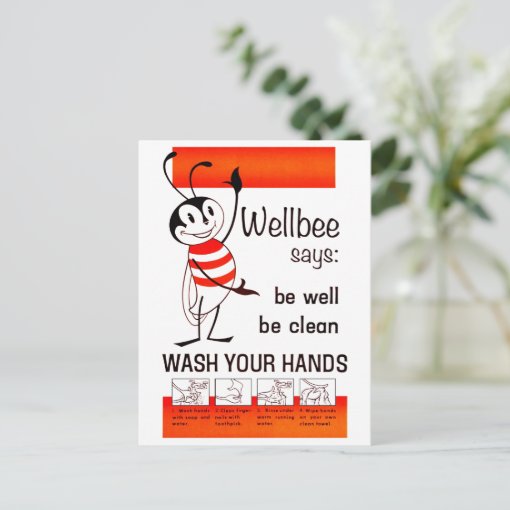 Wellbee CDC WASH YOUR HANDS Advertisement Poster Postcard | Zazzle