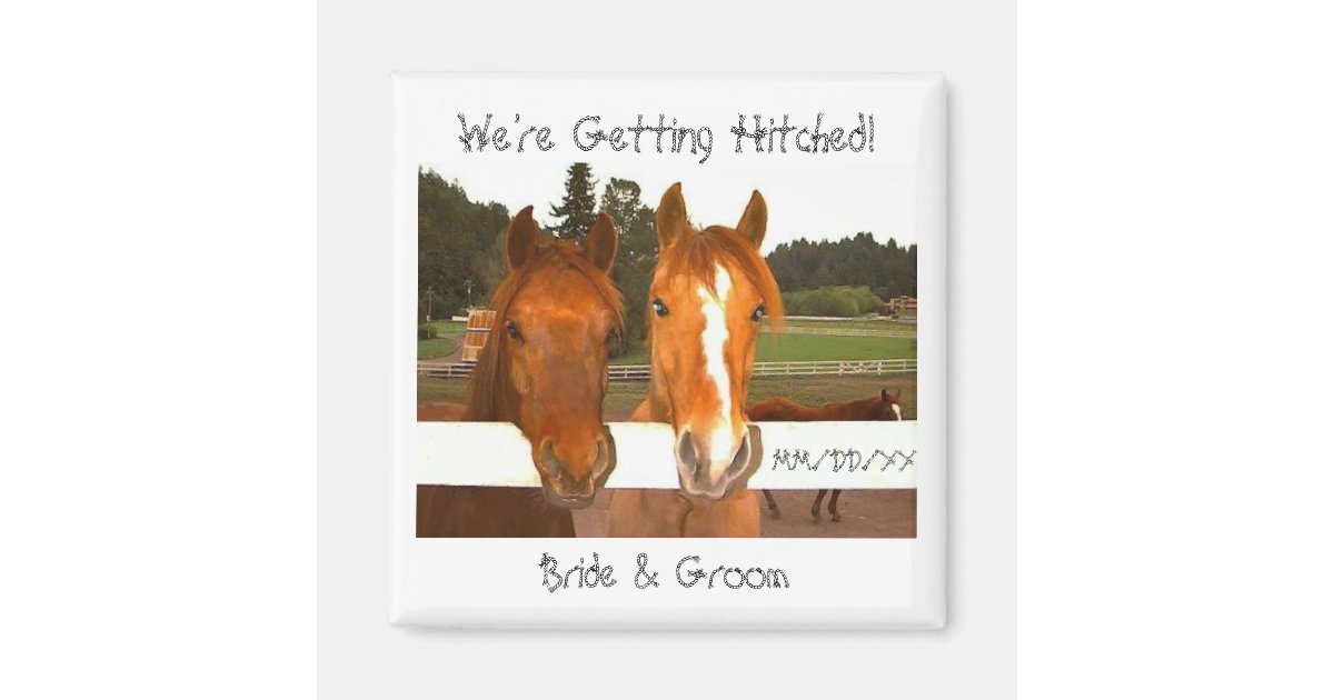We're Getting Hitched! - Save-the-Date magnet | Zazzle