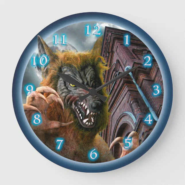 Werewolf Full Moon Large Clock | Zazzle