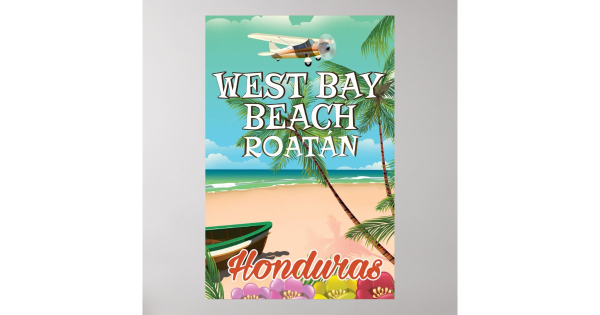 West Bay Beach, Roatán Honduras travel poster | Zazzle