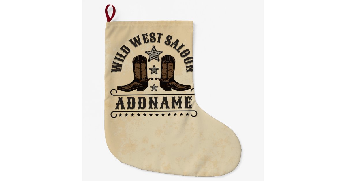 Western Cowboy Boots ADD NAME Sheriff Spurs Saloon Large Christmas ...