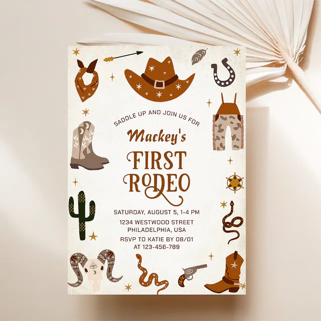 Western First Rodeo Wild West Cowboy Birthday Invitation | Zazzle