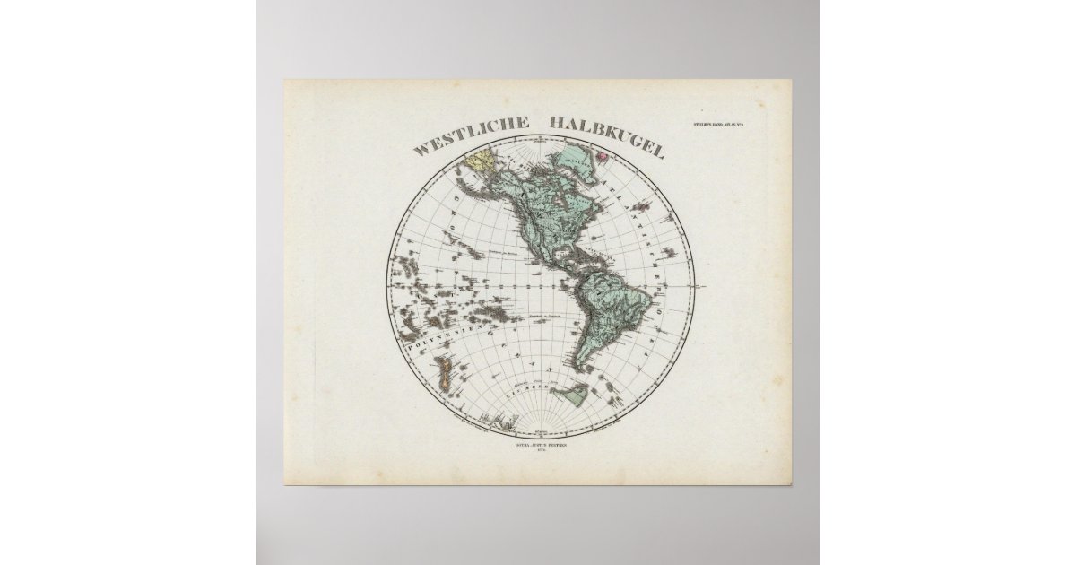 Western Hemisphere Atlas Map Poster | Zazzle