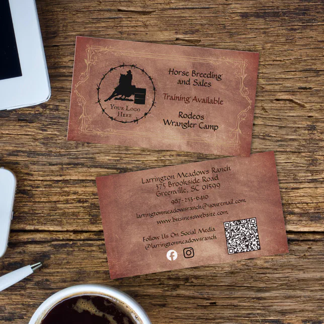 Western Horse Ranch Your Logo QR Code Business Card | Zazzle