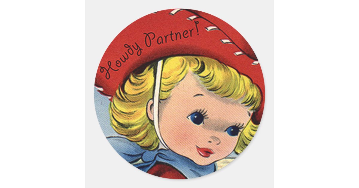 Western Retro Lil' Cowgirl Howdy Fun Stickers | Zazzle