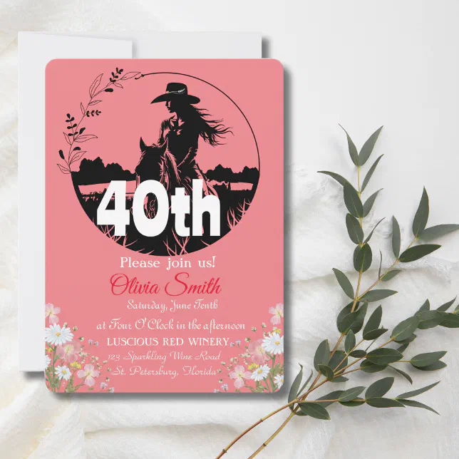 Western Rustic Country Wildflower 40th Birthday Invitation | Zazzle