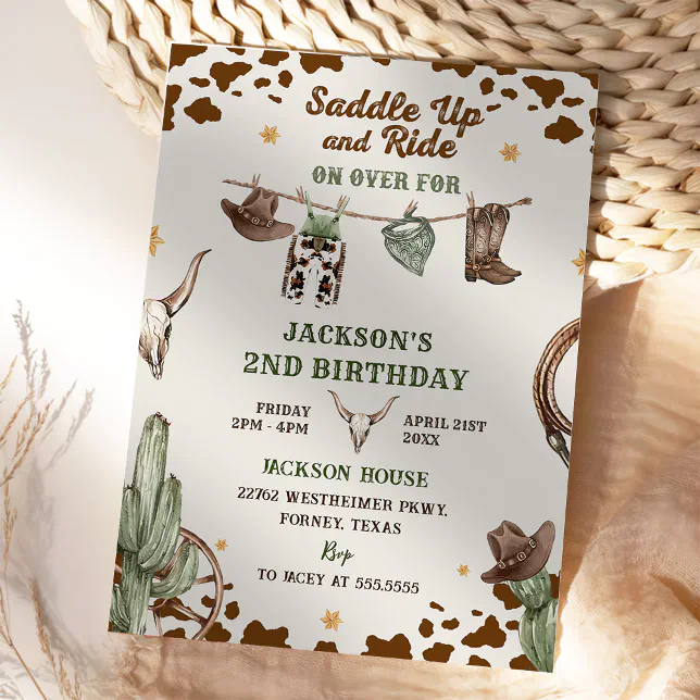 Western Saddle Up And Ride On Over For Birthday Invitation | Zazzle