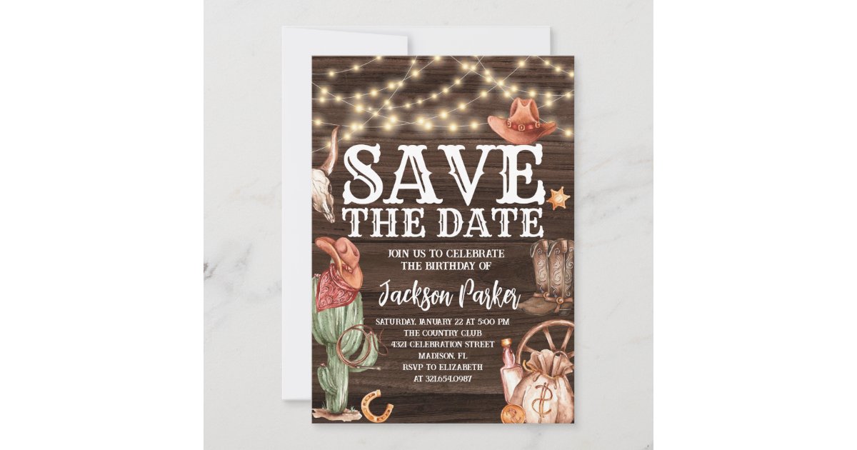 Western Save the Date Birthday Country Birthday Invitation | Zazzle