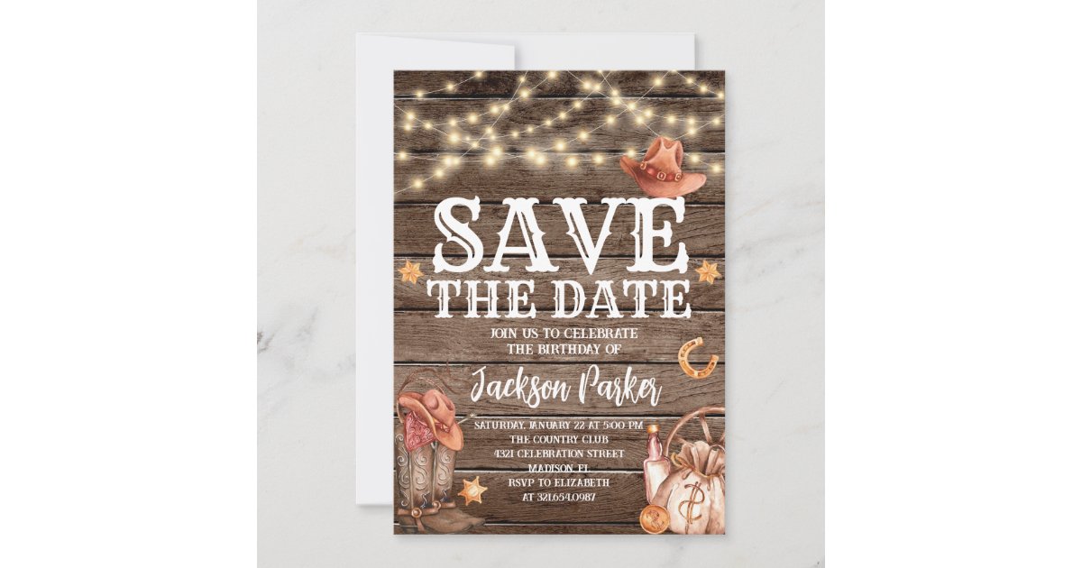 Western Save the Date Birthday Country Birthday Invitation | Zazzle