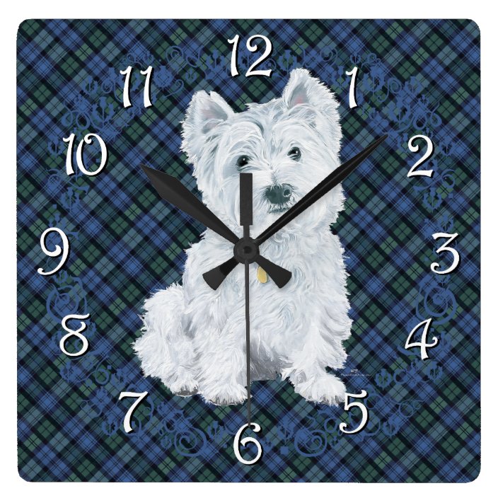 Westie Black Watch Tartan Square Wall Clock | Zazzle.co.uk