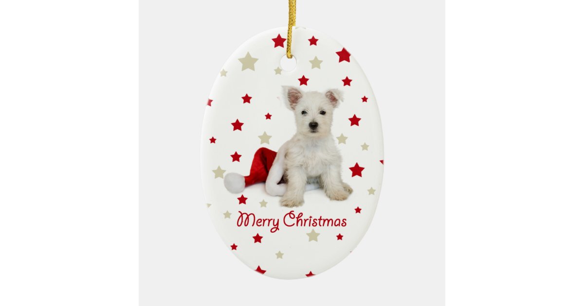 Westie Pup Oval Christmas Tree Ornament | Zazzle