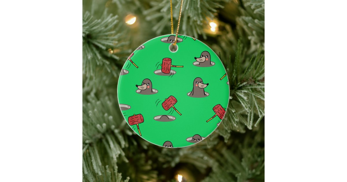 Whack-A-Mole Pattern Ceramic Tree Decoration | Zazzle