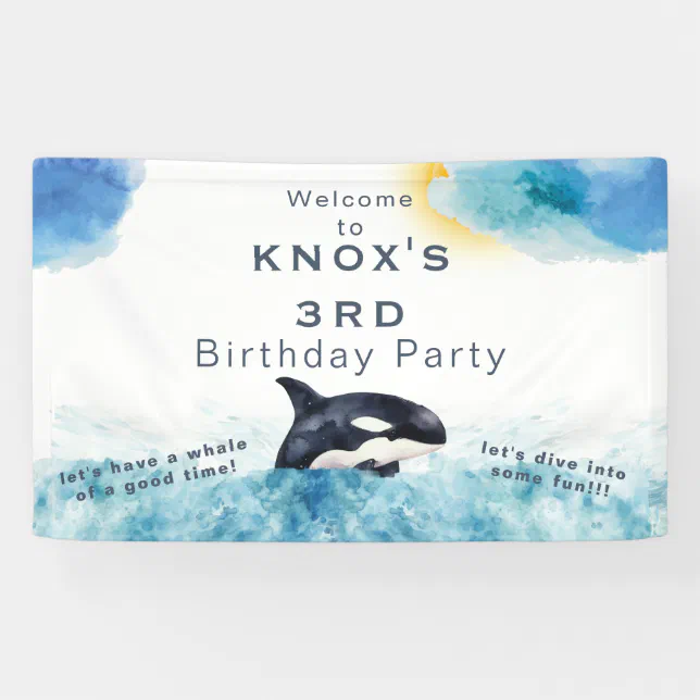 Whale of a Time Orca Birthday Party Welcome Banner | Zazzle