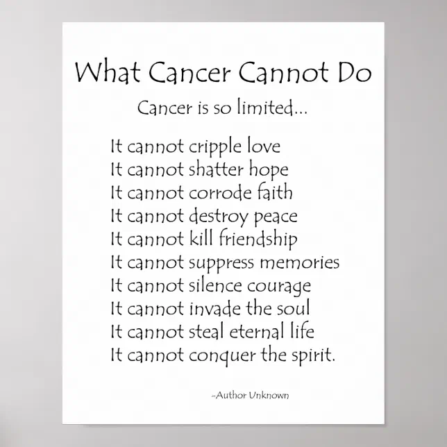 What Cancer Cannot Do Poem Poster Print | Zazzle