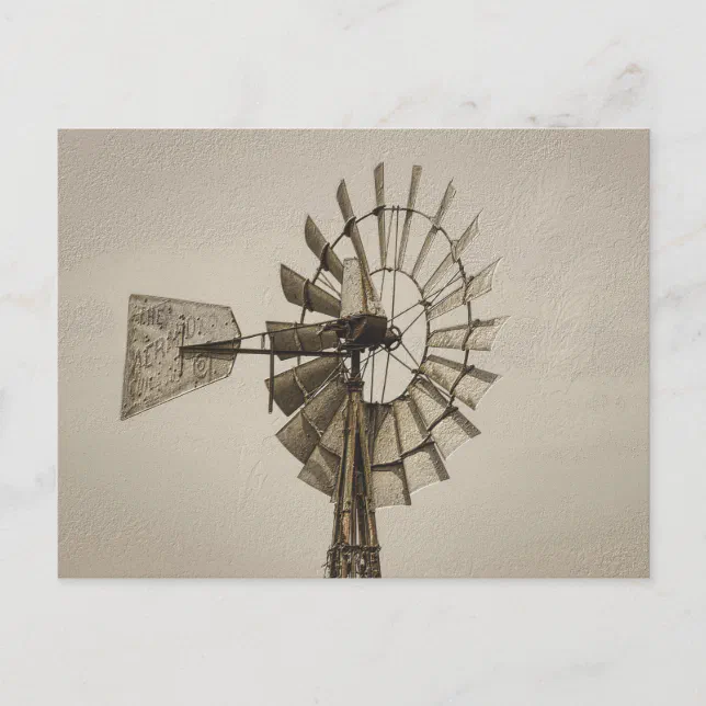 Wheel Of A Windmill Sepia Blank Postcard | Zazzle