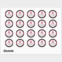Whimsical Bakery Cupcake Pink Box Seal | Zazzle