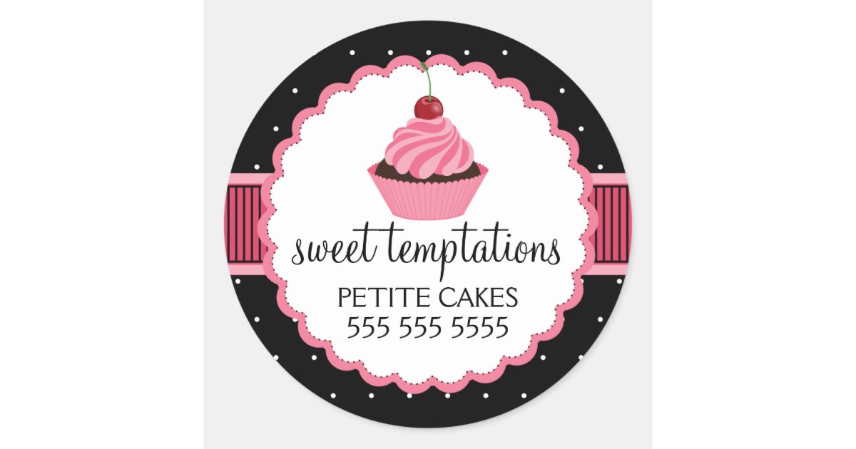 Whimsical Bakery Cupcake Pink Box Seal | Zazzle