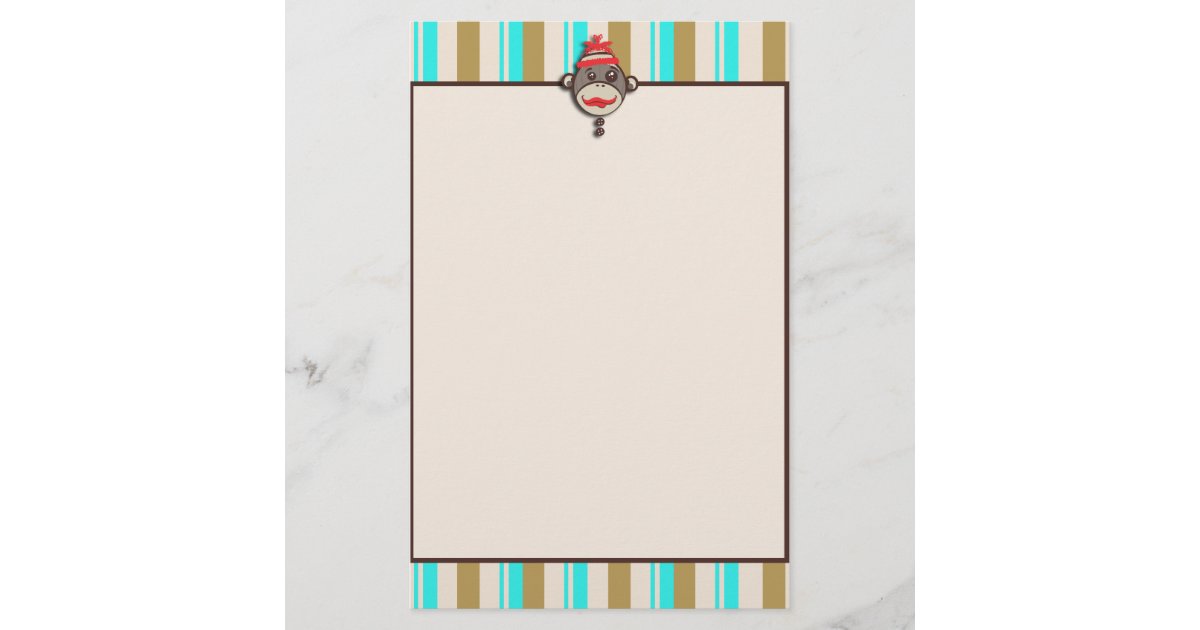 Whimsical Crazy Hat Sock Monkey Stationary Stationery | Zazzle