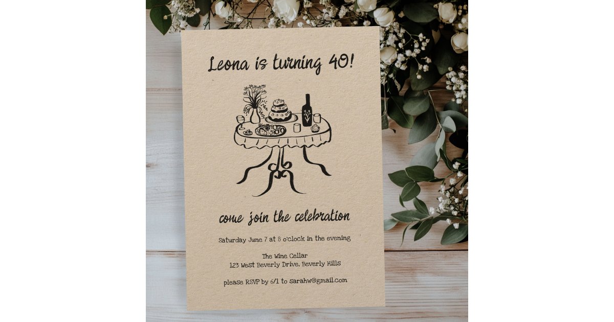 Whimsical Cute Buffet Picnic Custom Birthday Party Invitation | Zazzle