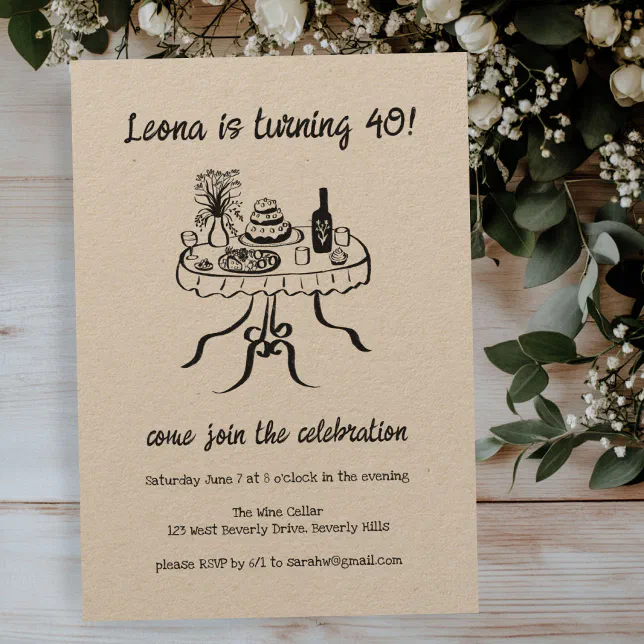 Whimsical Cute Buffet Picnic Custom Birthday Party Invitation | Zazzle