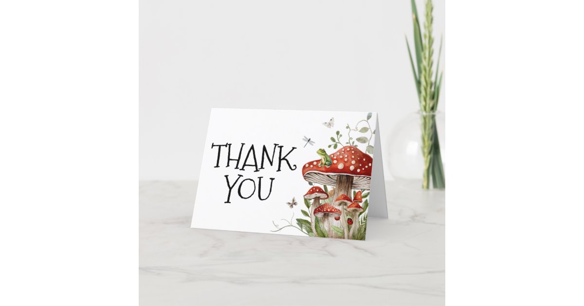 Whimsical Fungi Mushroom Fall Thank you Card | Zazzle