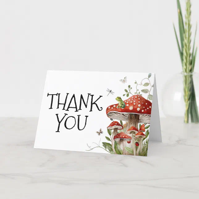 Whimsical Fungi Mushroom Fall Thank you Card | Zazzle
