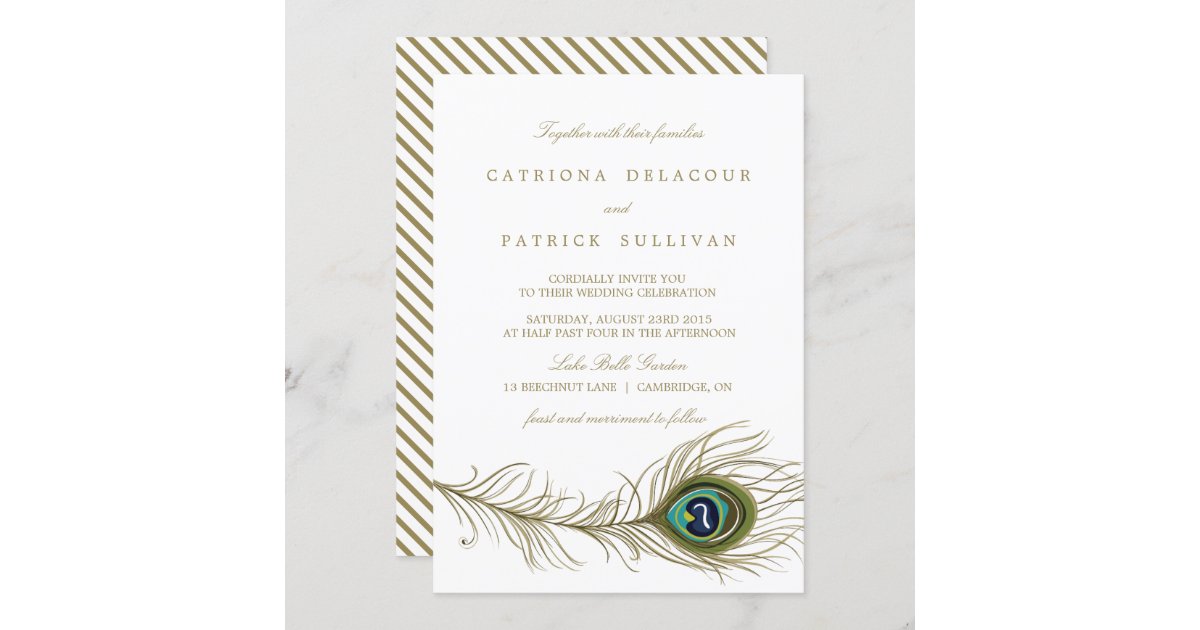 Whimsical Peacock Feather Wedding Invitation | Zazzle