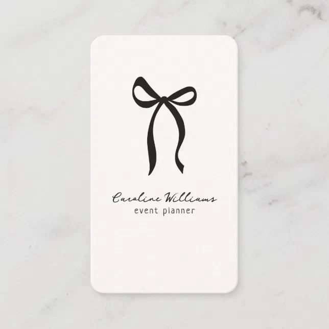 Whimsical simple bow, QR code Event Planning Business Card | Zazzle