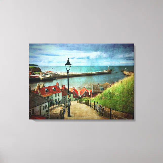 Whitby Harbour from 199 Steps Canvas Print | Zazzle