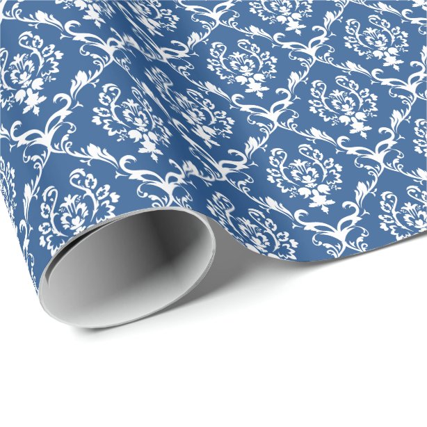 Blue And White Floral Wrapping Paper | Zazzle UK