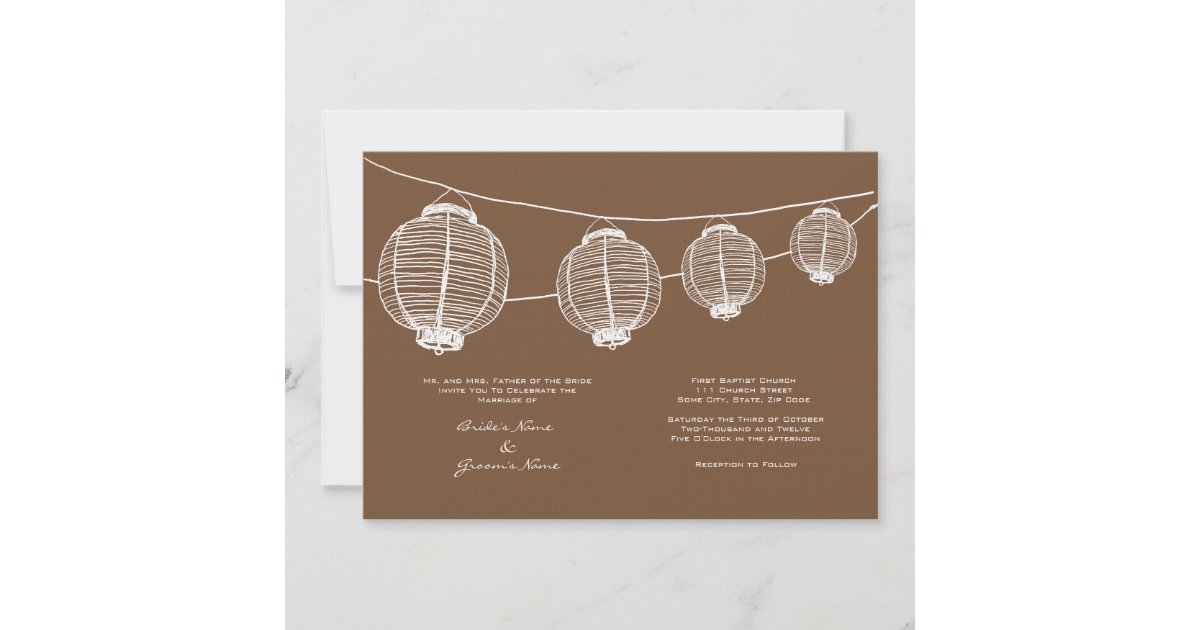 White and Brown Lanterns Wedding Invitation | Zazzle