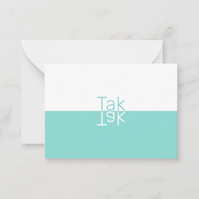 White & Aqua Reflection Modern Danish Thank You Card | Zazzle