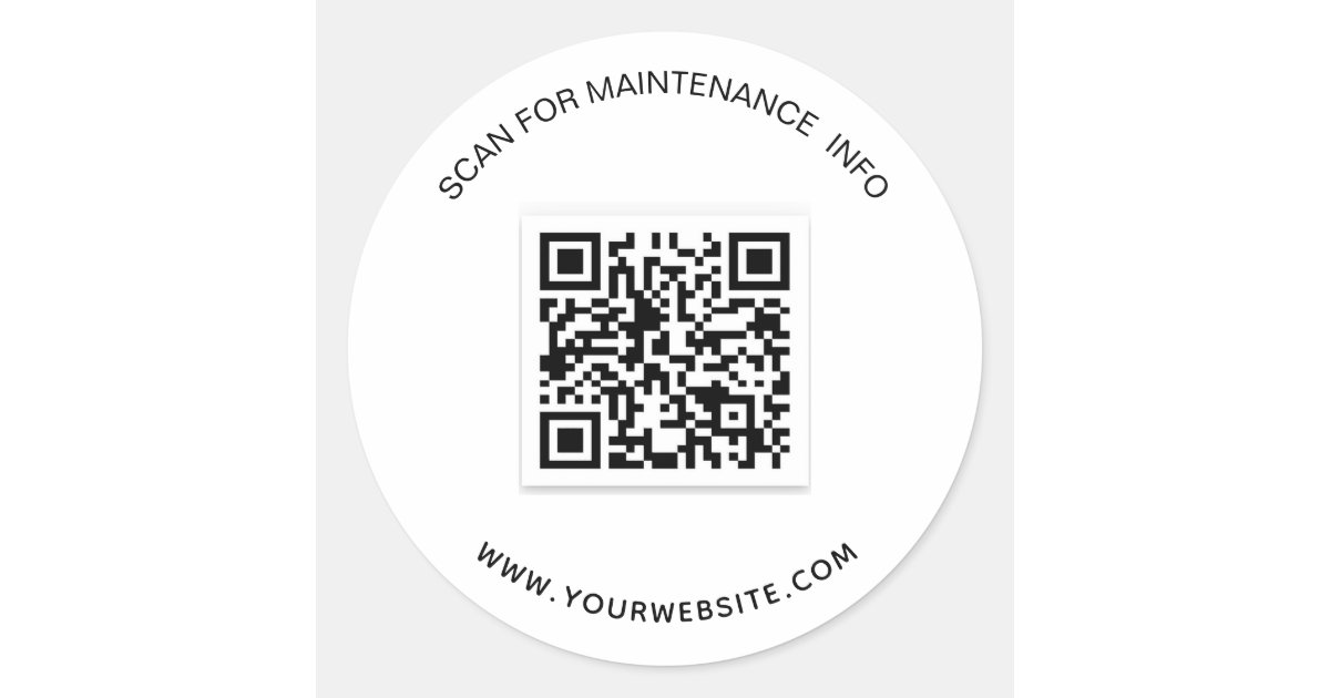 White black business qr code maintenance info classic round sticker ...