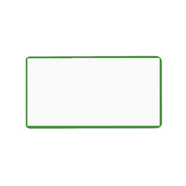White Colour with Thin Green Borders Label | Zazzle