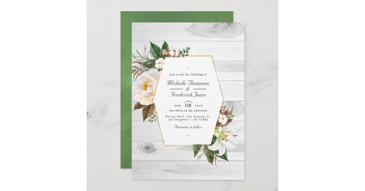 White Floral Rustic Barn Country QR Code Wedding Invitation | Zazzle