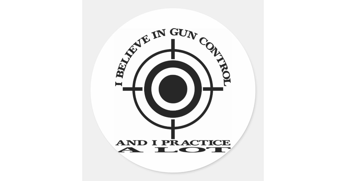 White Gun Control Practice Lot Classic Round Sticker | Zazzle