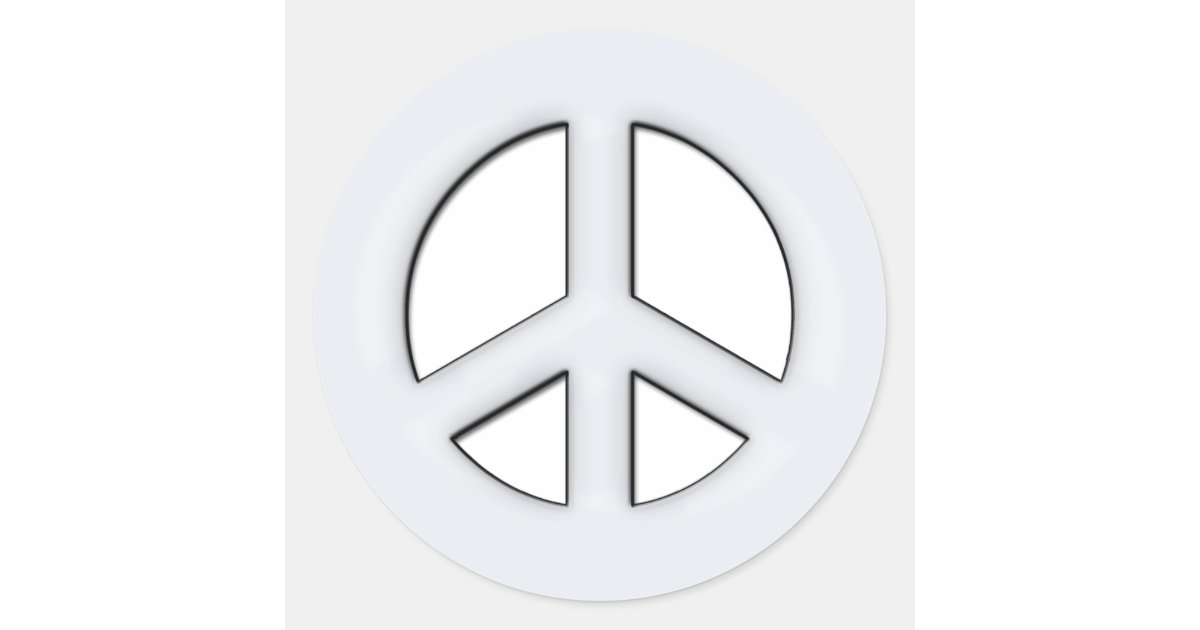 WHITE PEACE SIGN CLASSIC ROUND STICKER | Zazzle