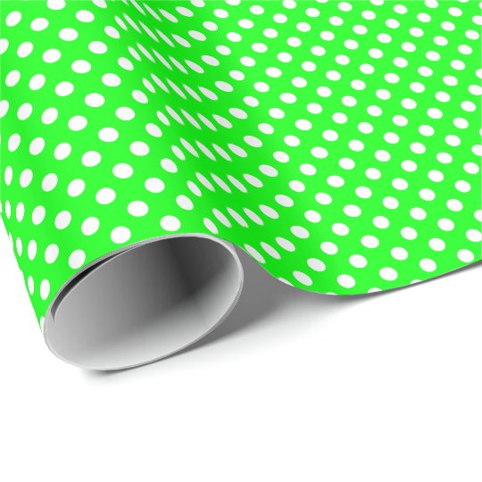 White Polka Dots on Lime Green Wrapping Paper | Zazzle.co.uk