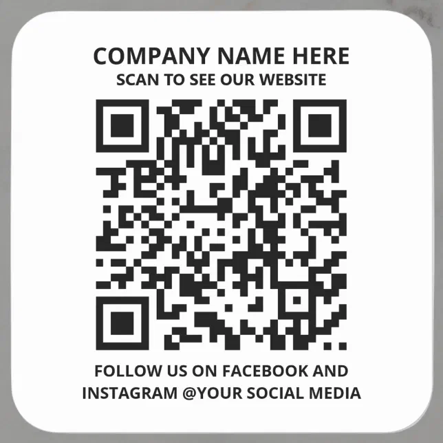 White Promotional QR Code Modern Business Sticker | Zazzle