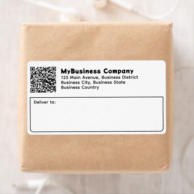 White QR Code Business Shipping Label | Zazzle