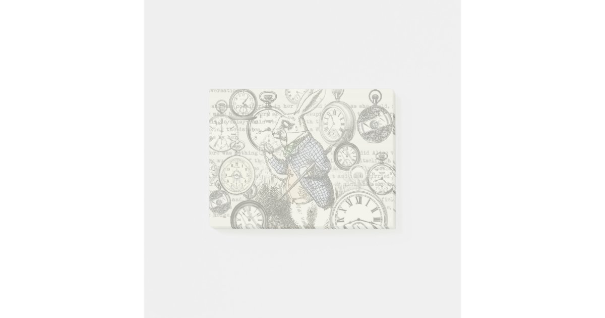 White Rabbit Alice in Wonderland Clocks Post-it Notes | Zazzle