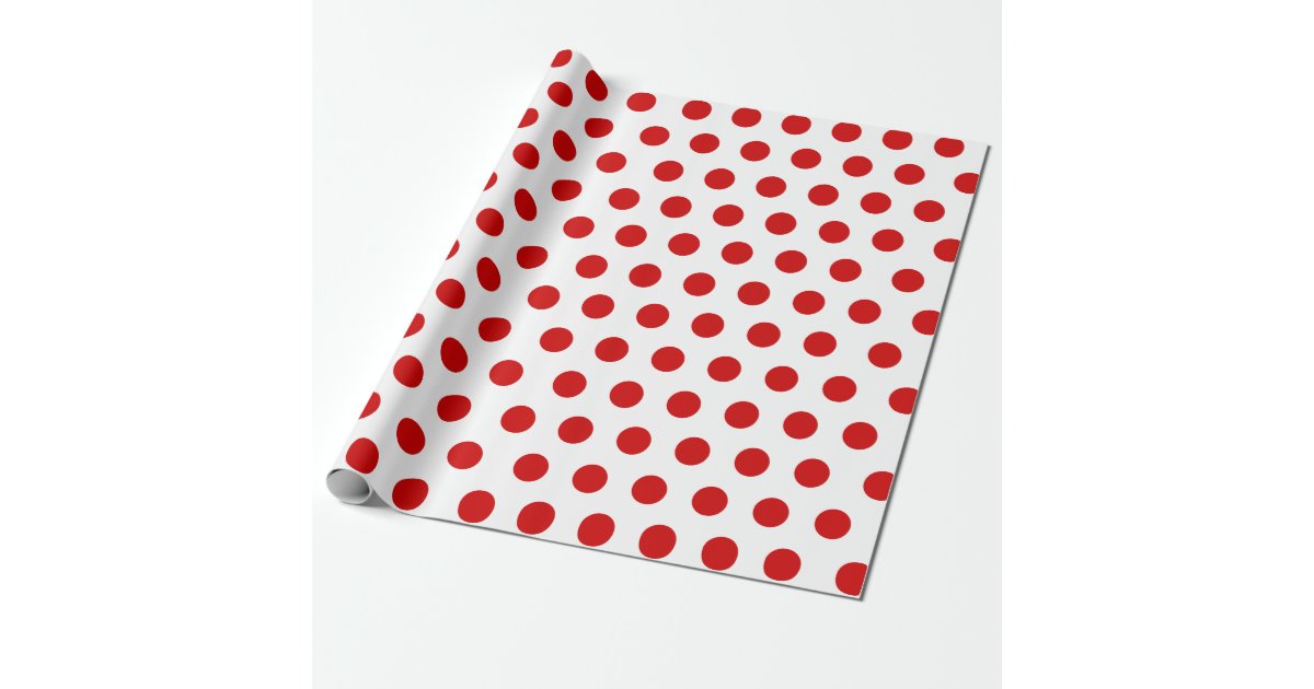 White & Red Medium Polka Dot Christmas Wrapping Paper | Zazzle